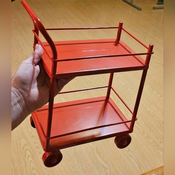 Accents | New Without Tags Red Metal Miniature Trolley Cart W Wheels 11 ...